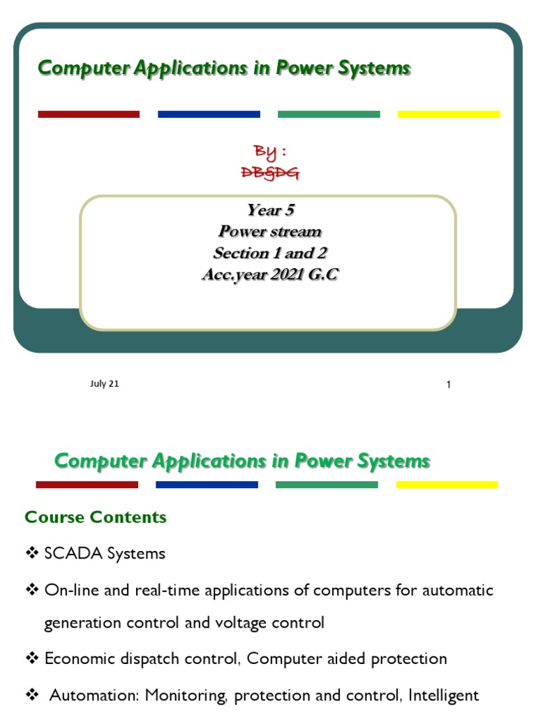 Computer Applications in Power Systems: By: DB&DG | PDF | Scada ...
