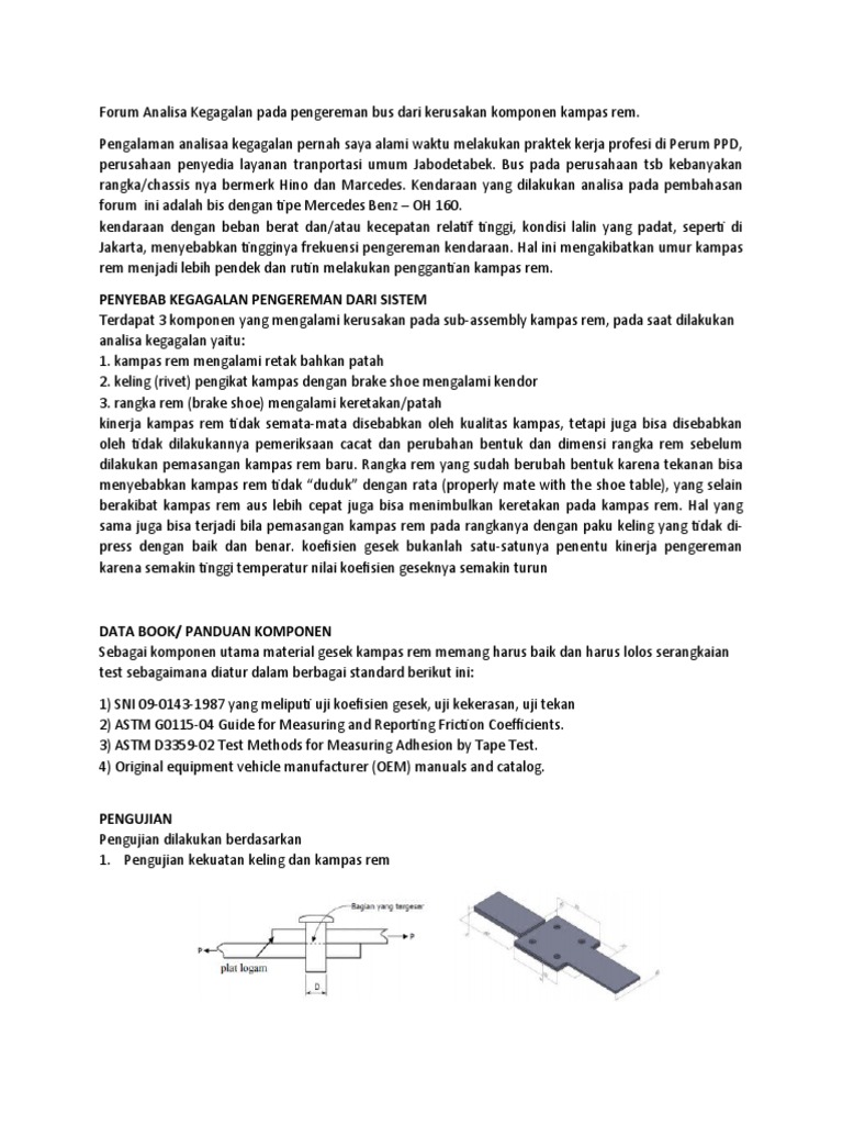 Forum Analisa Kegagalan Pada Pengereman Bus Dari Kerusakan Komponen Kampas Rem | PDF