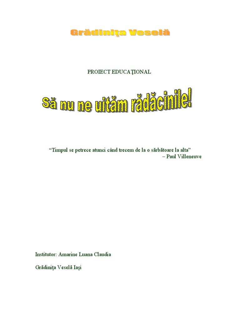 Proiect Educational Traditii Iarna | PDF
