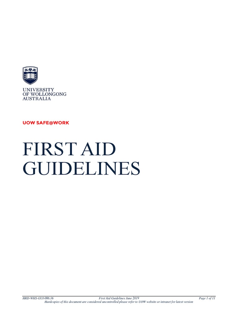 First Aid Guidelines: Uow Safe@Work | PDF | First Aid | Cardiopulmonary ...