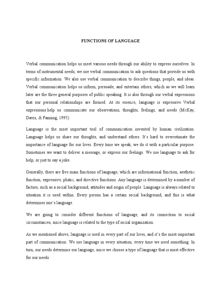 Functions of Language | PDF | Communication | Feeling