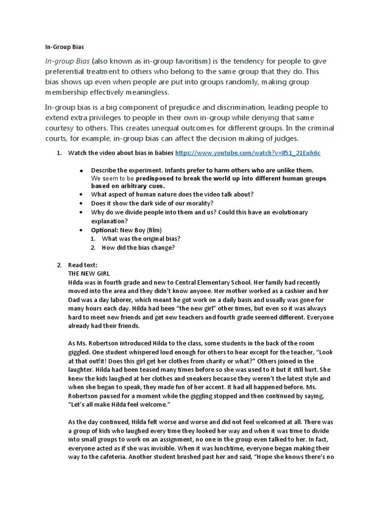 Understanding In-Group Bias Examples | PDF | Bias | Cognition