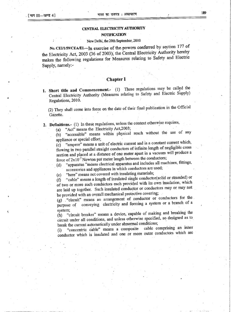 Cea Regulation Elec Safety2010a | PDF
