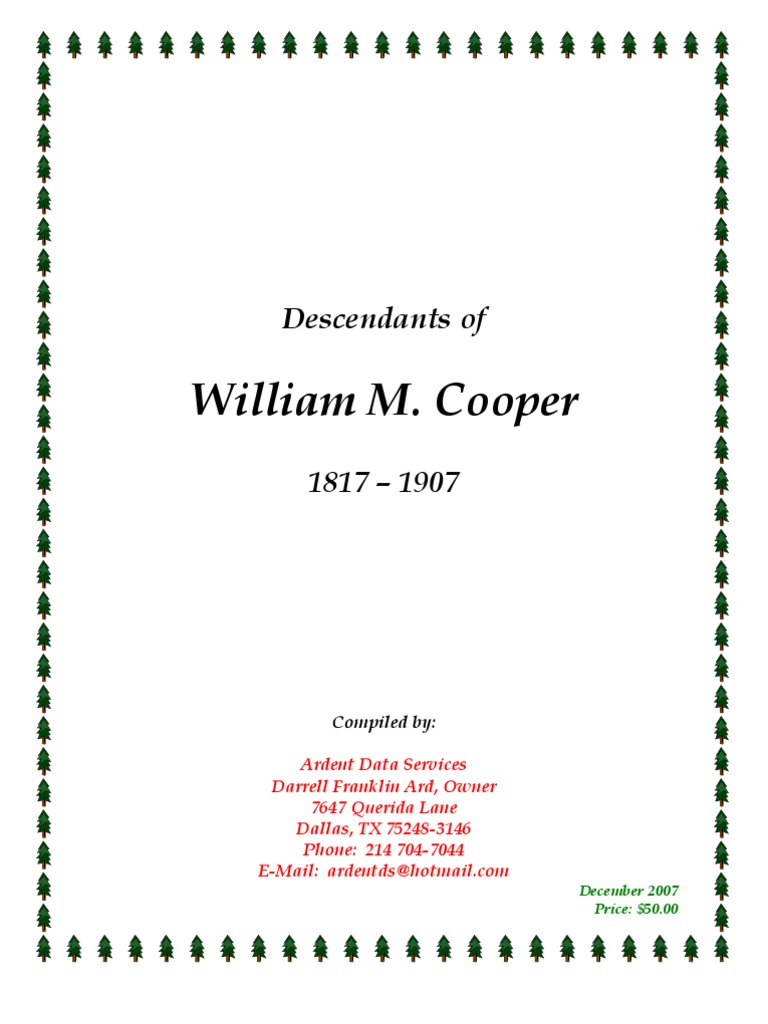 Descendants of William M. Cooper: A Comprehensive Genealogy Report ...