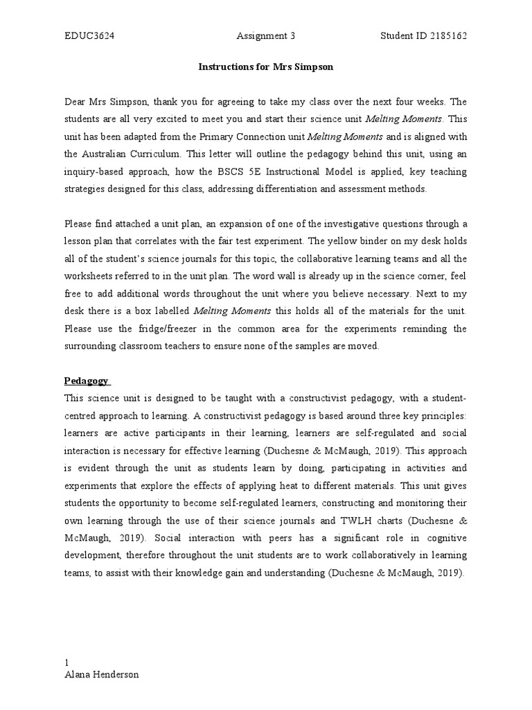 Science Unit: Melting Moments Overview | PDF | Constructivism ...