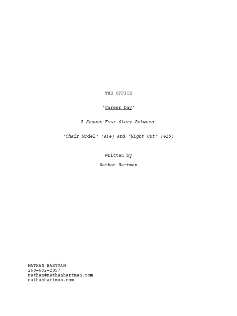 The Office Spec Script - Career Day | PDF | American Television Sitcoms ...