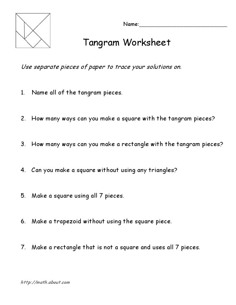 Tangram Worksheets