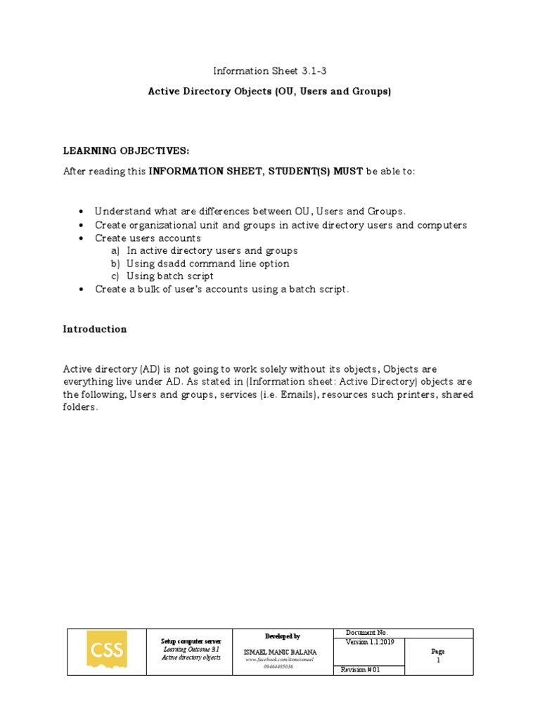 Active Directory OUs and Groups Guide | PDF | Active Directory ...