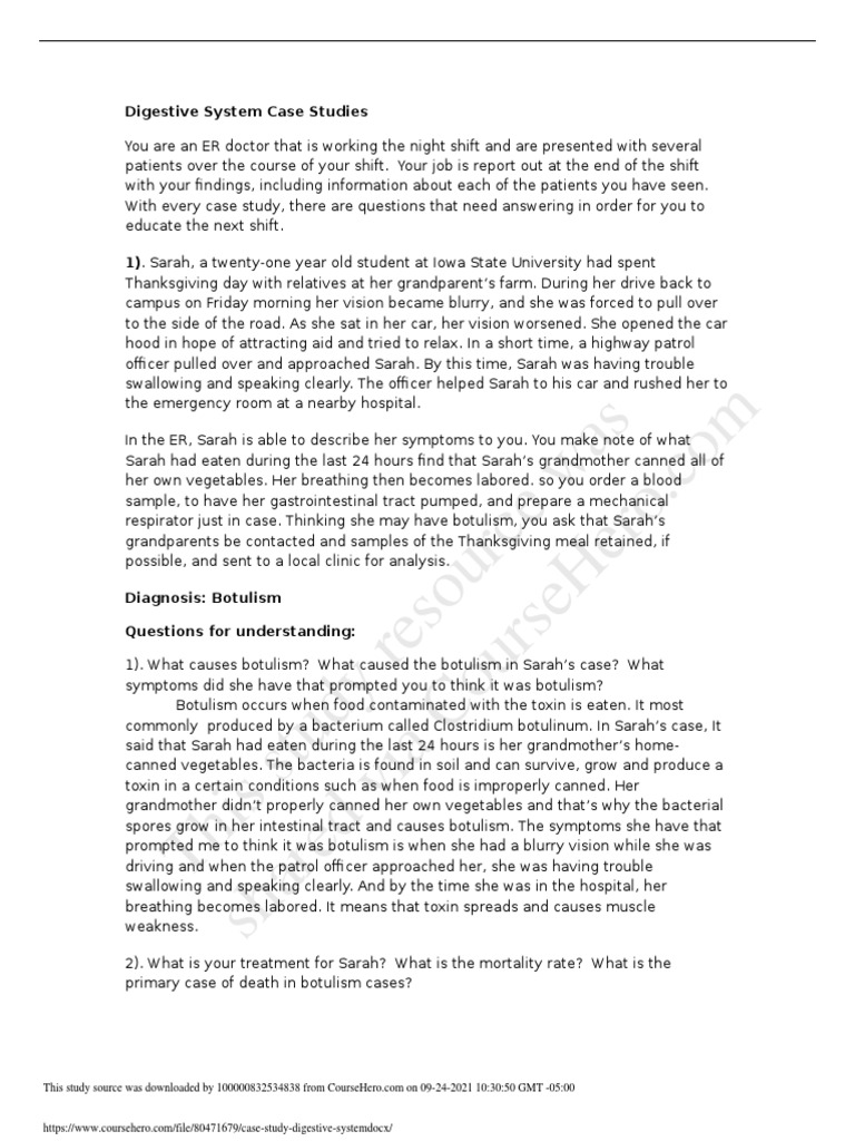 This Study Resource Was: Digestive System Case Studies | PDF ...