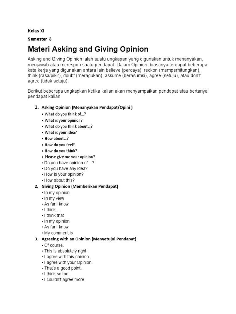 Asking and Giving Opinion | PDF
