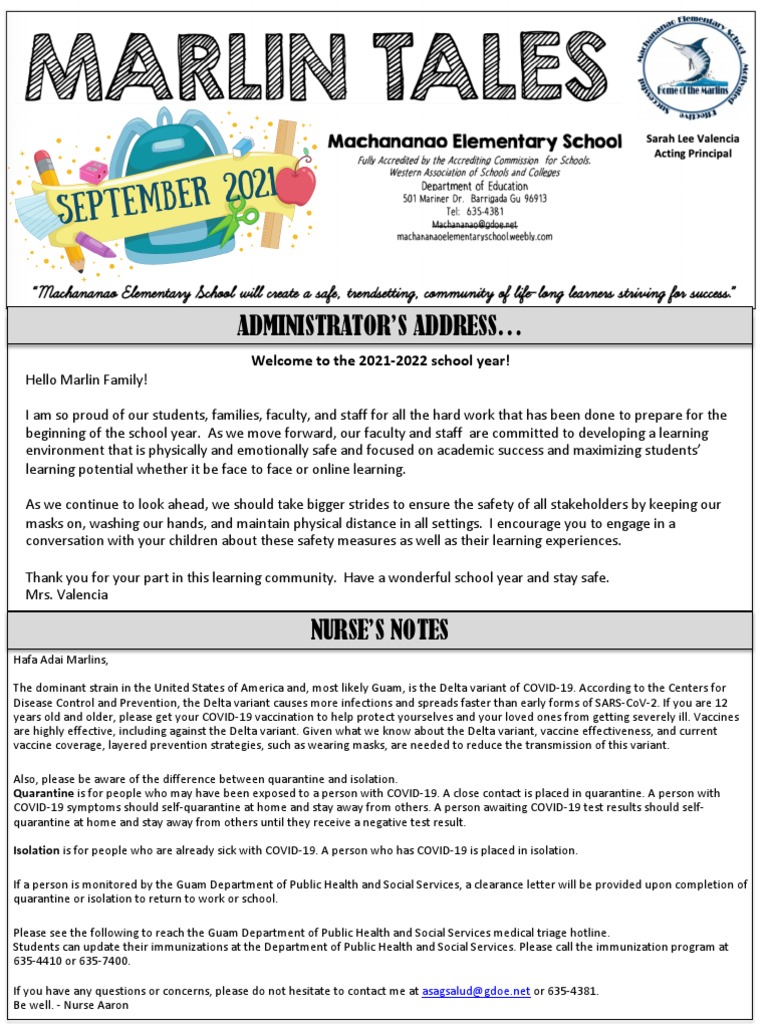Marlin Tales-September 2021 | PDF | Educational Technology | Classroom