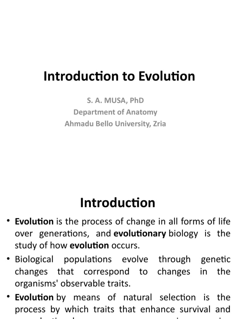 Introduction To Evolution Lecture 1 | PDF | Evolution | Natural Selection