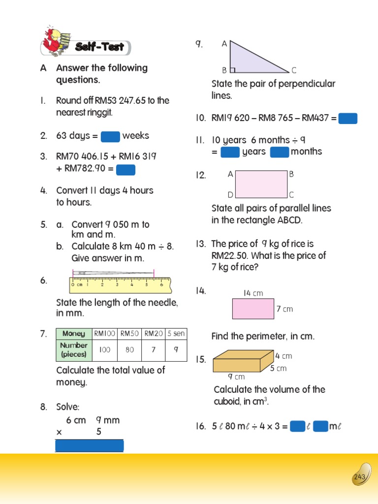 Year 4 Mathematics Exercises and Answers | PDF