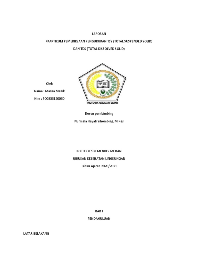 Laporan Tds Dan Tss | PDF | Sains & Matematika