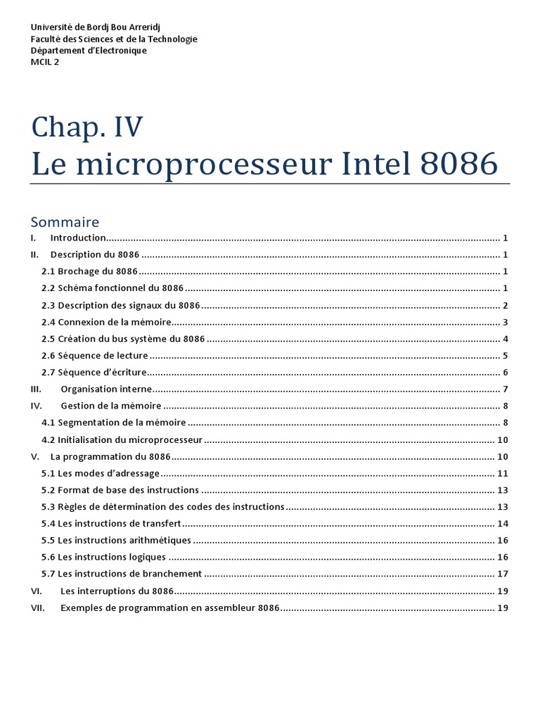 04 Microprocesseur 8086 | PDF | Programmation informatique | Démarrage ...