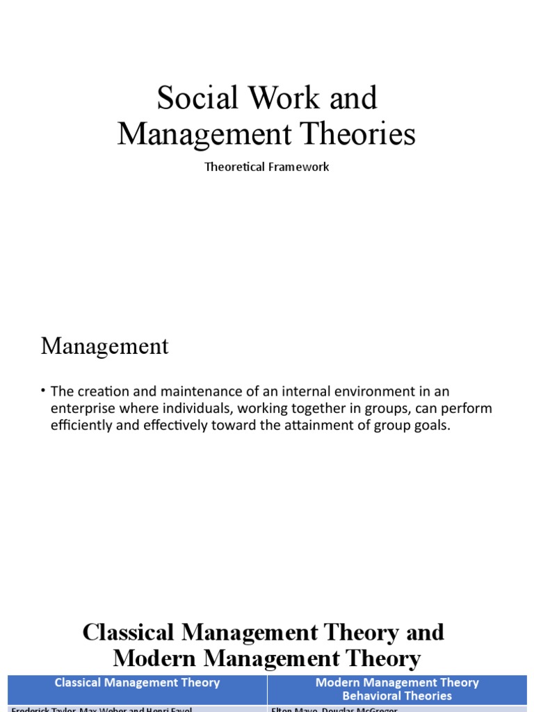 Social Work and Management Theories | PDF | Psychology | Business