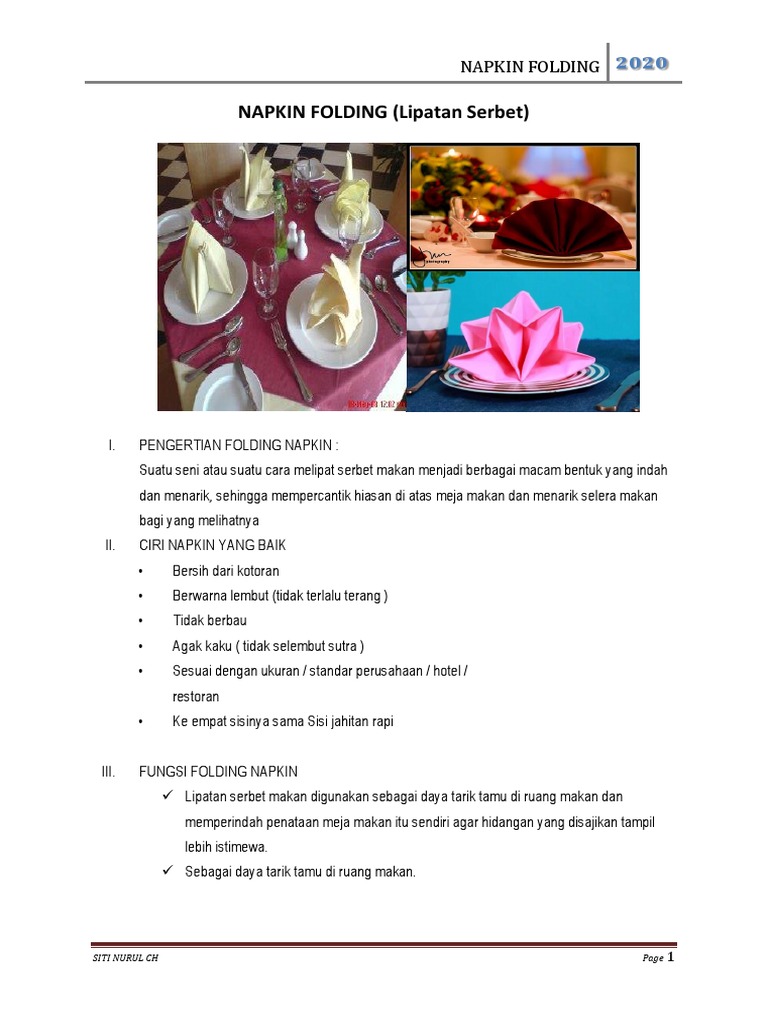 Napkin Folding | PDF