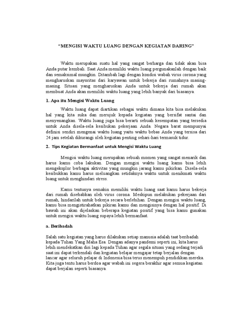 Mengisi Waktu Luang Dengan Kegiatan Positif | PDF