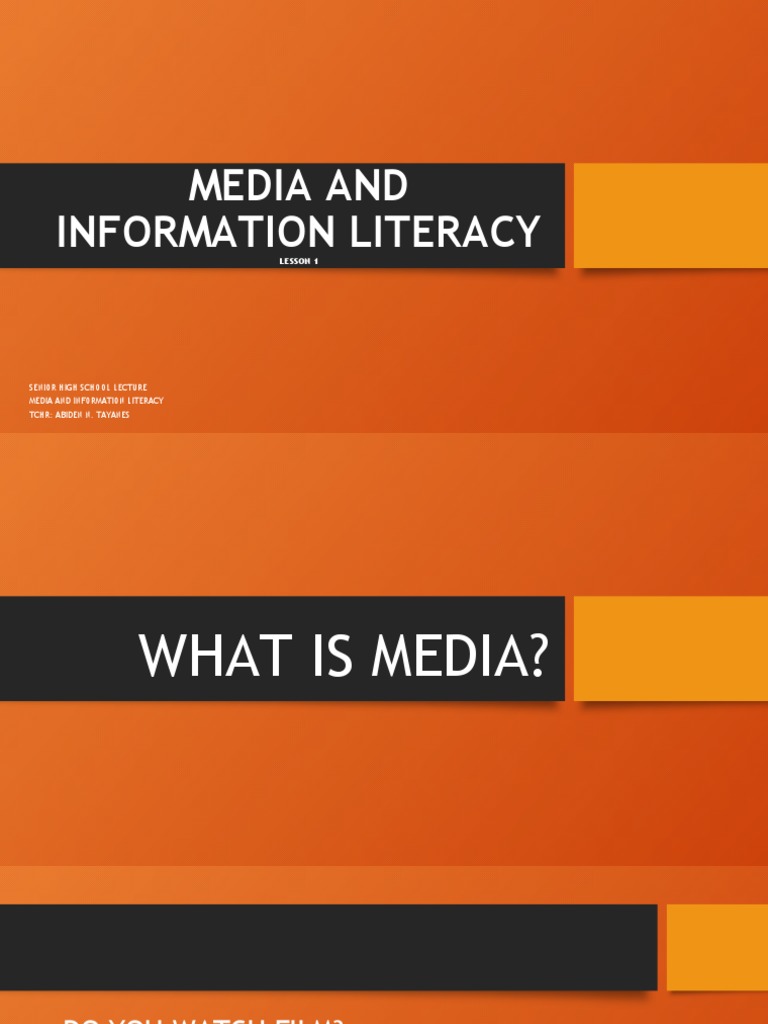 Media and Information Literacy: Lesson 1 | PDF | Mass Media | Communication