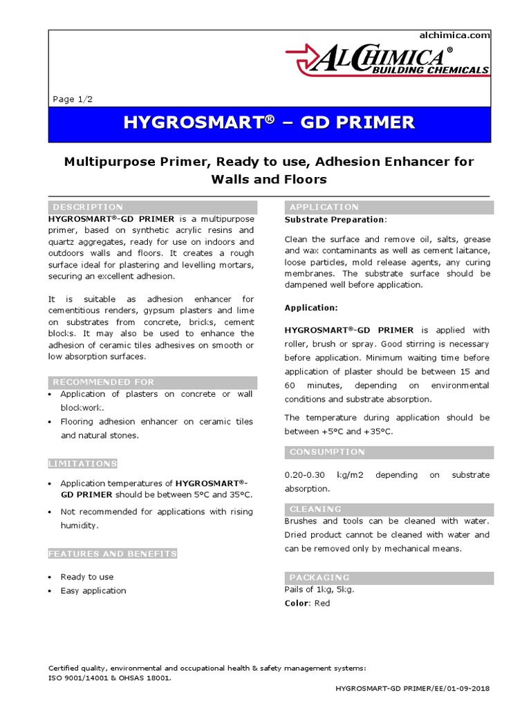 Hygrosmart - GD Primer-V2.1 | PDF | Plaster | Cement