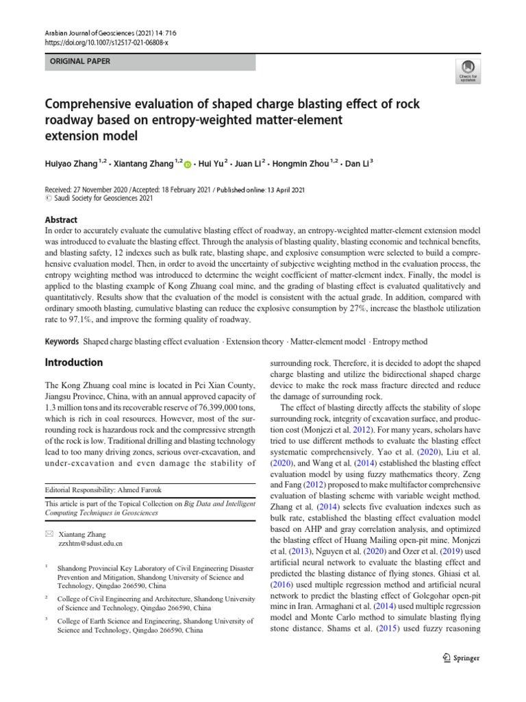 Comprehensive Evaluation of Shaped Charge Blasting Effect of Rock ...