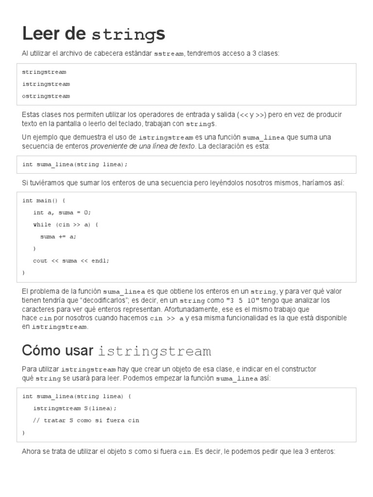 Istringstream | PDF | Ingeniería Informática | Desarrollo de software