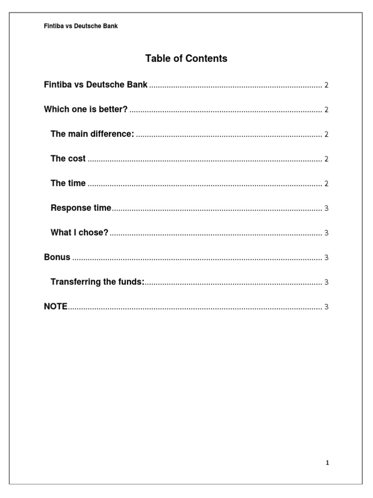 Fintiba vs Deutsche Bank Comparison | PDF | Euro | Exchange Rate