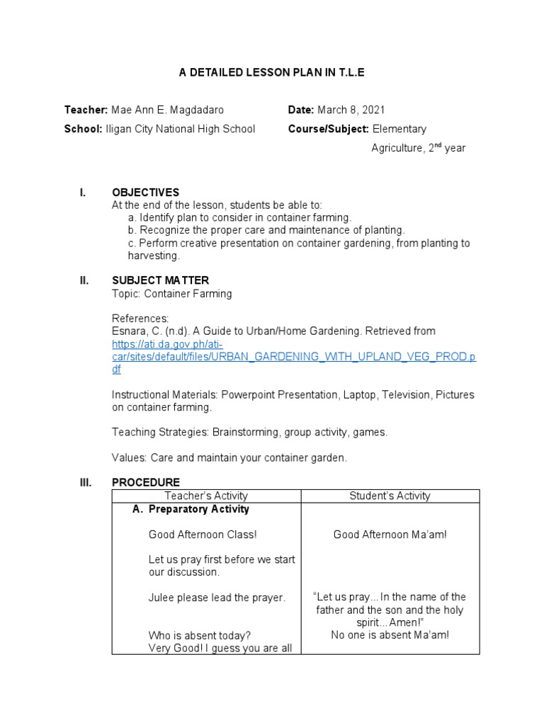 Container Farming Lesson Plan | PDF | Sowing | Agriculture
