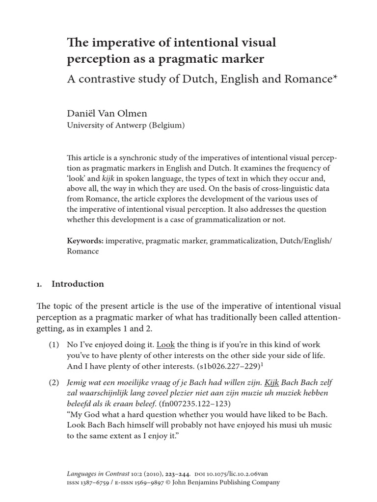 The Imperative of Intentional Visual Perception As A Pragmatic M 2010 ...