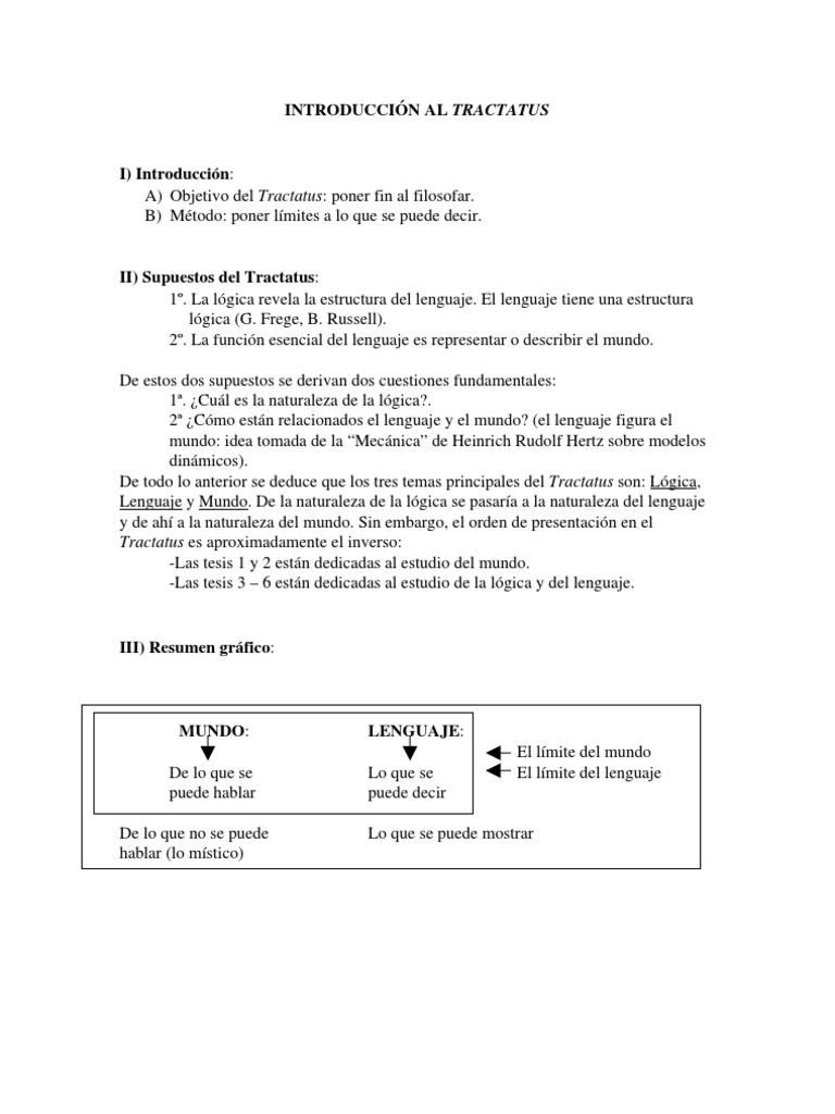 Esquema Tractatus | PDF | Proposición | Ludwig Wittgenstein