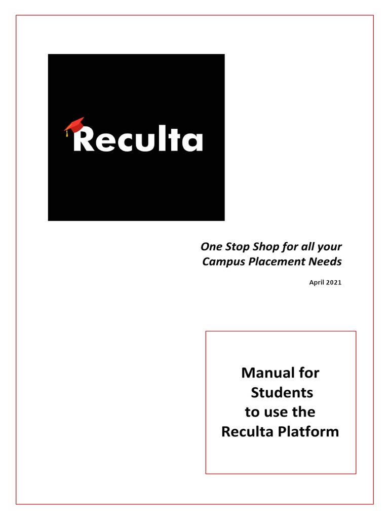 Manual For Students To Use The Reculta Platform: One Stop Shop For All ...
