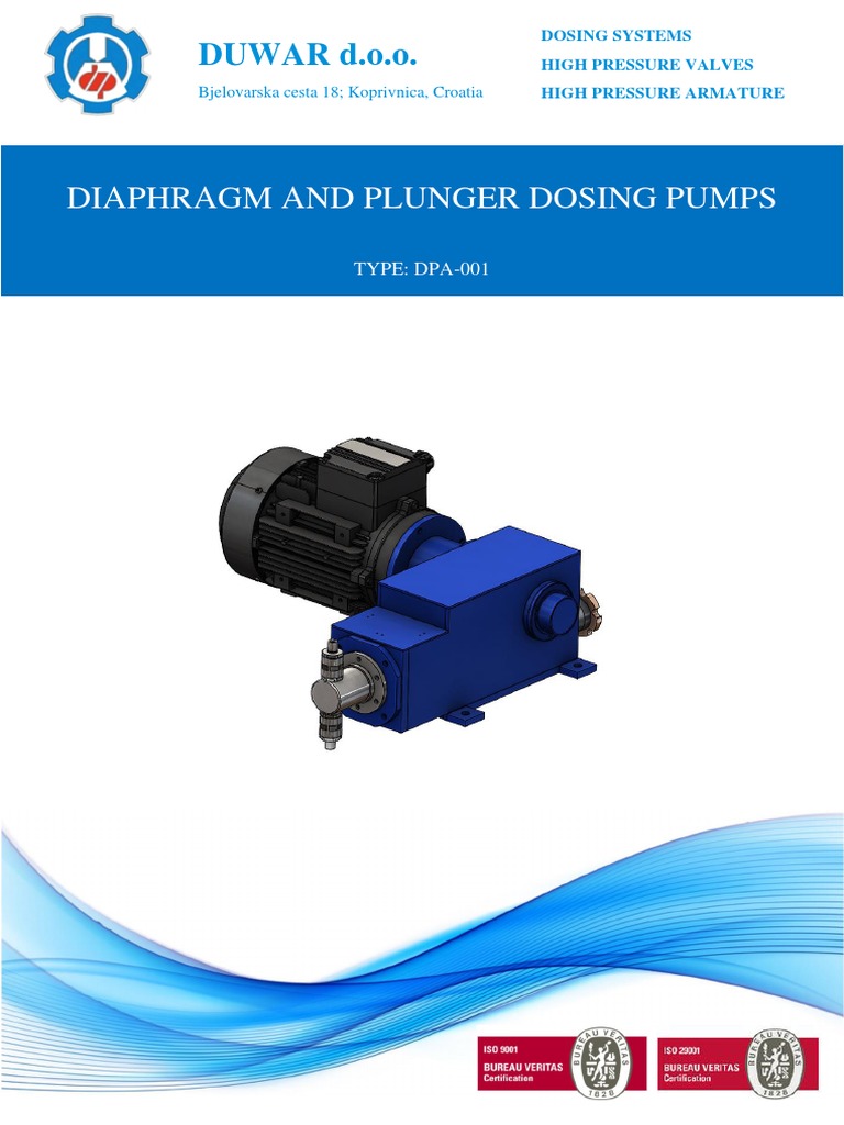 Diaphragm and Plunger Dosing Pumps: DUWAR D.O.O | PDF | Pump | Valve