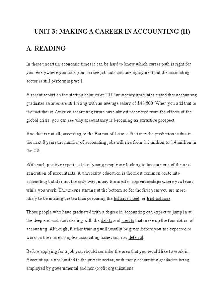 Unit 3 Making A Career in Accounting II | PDF | Bookkeeping | Expense