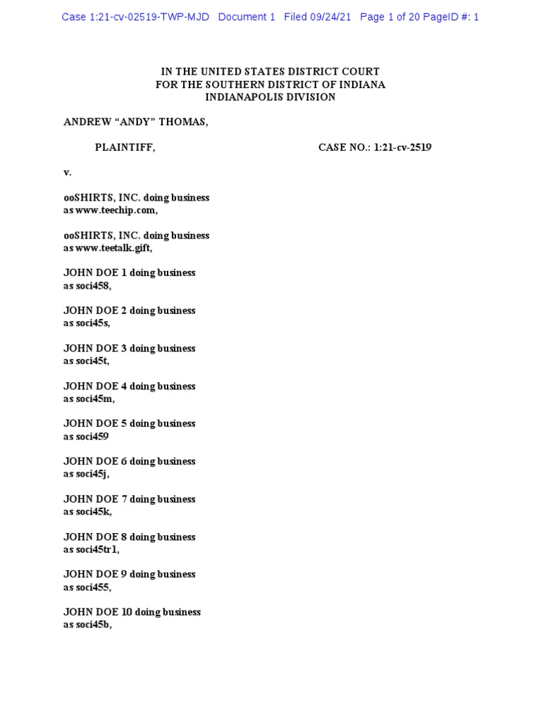 Thomas Copyright Complaint | PDF | Derivative Work | Copyright Infringement
