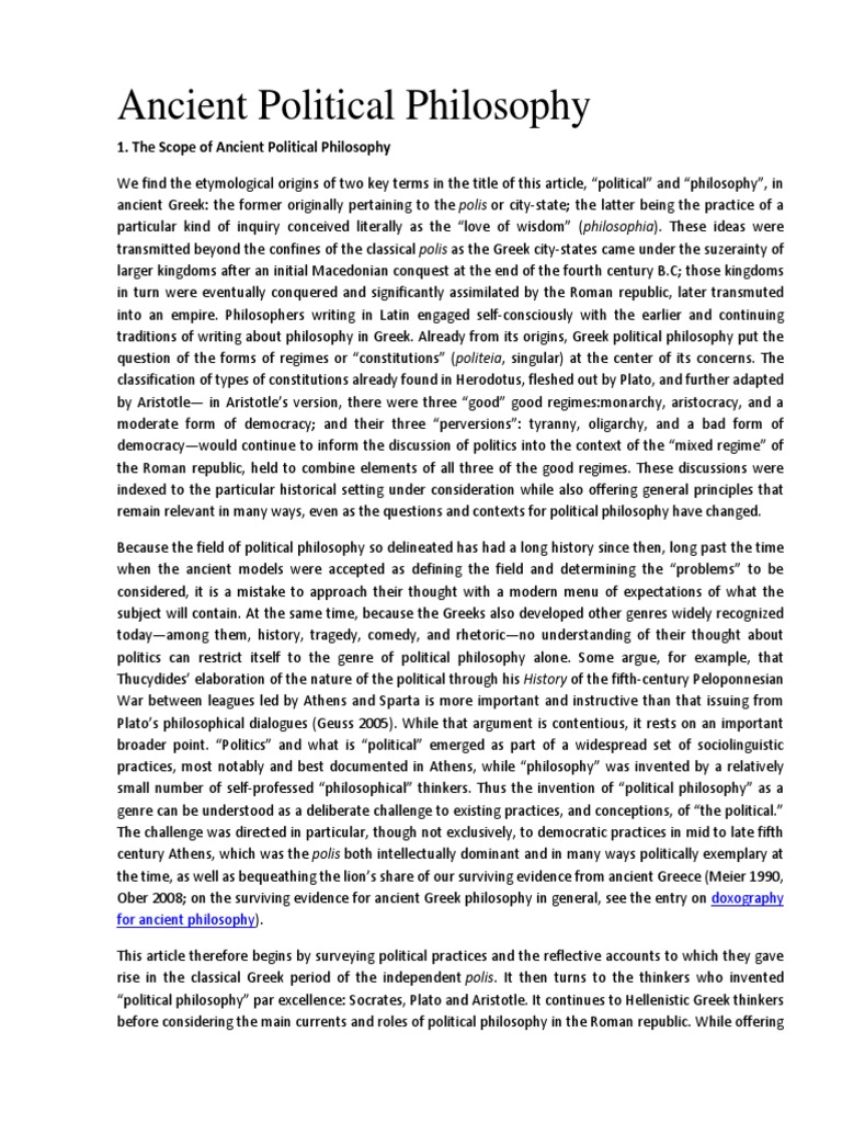 Ancient Political Philosophy | PDF | Socrates | Plato