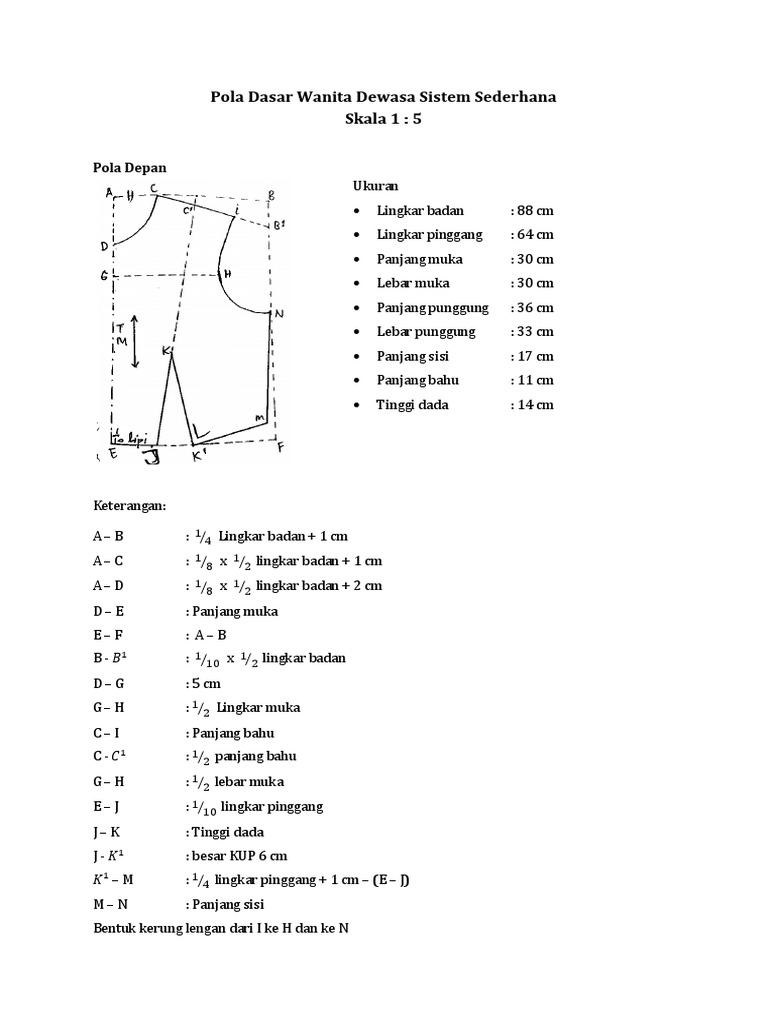 Pola Dasar Badan Wanita Dewasa Sistem Sederhana | PDF