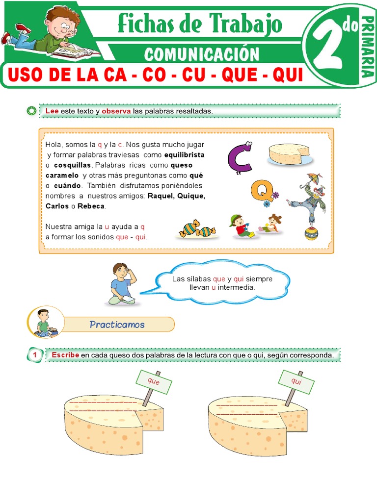 Uso de La Ca Co Cu Que Qui para Segundo Grado de Primaria | PDF
