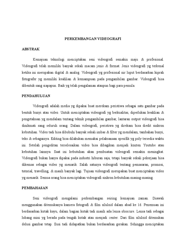Artikel Perkembangan Videografi | PDF