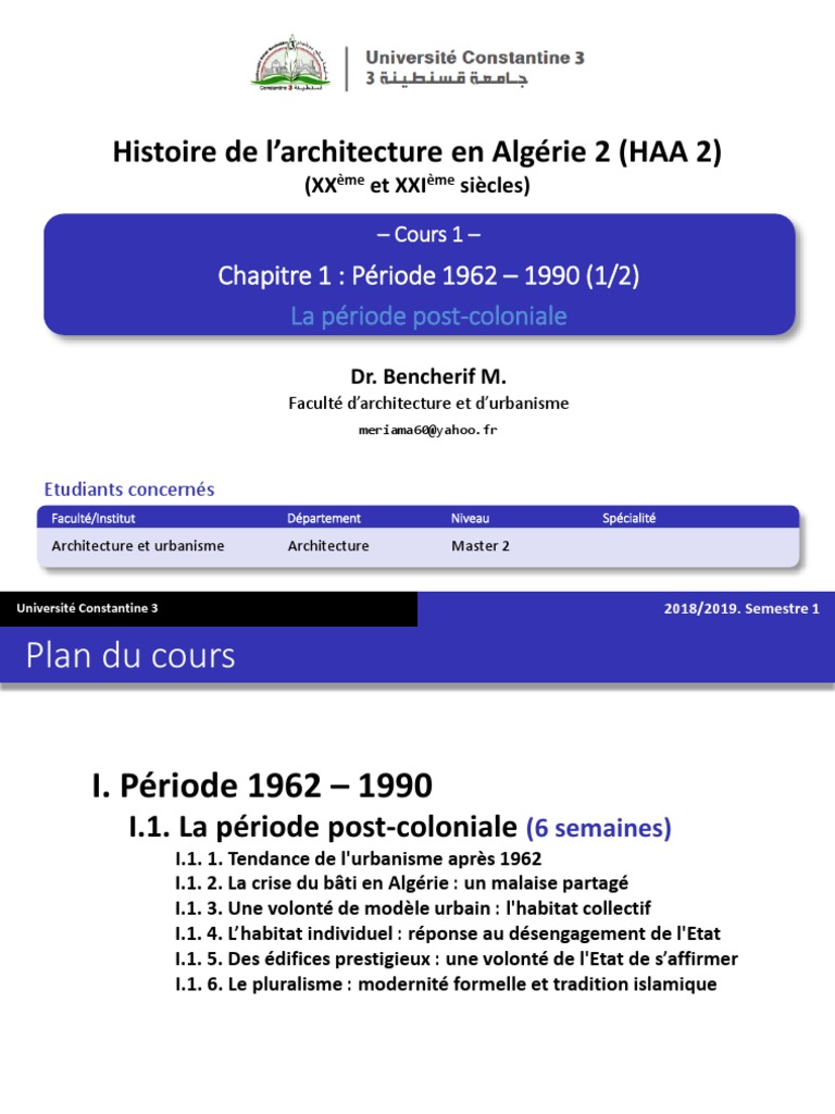 HAA 2-Cours 1 Postcoloniale | PDF | Bidonville | Algérie