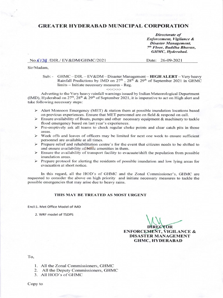 High Alert Letter | PDF | Flood | Water