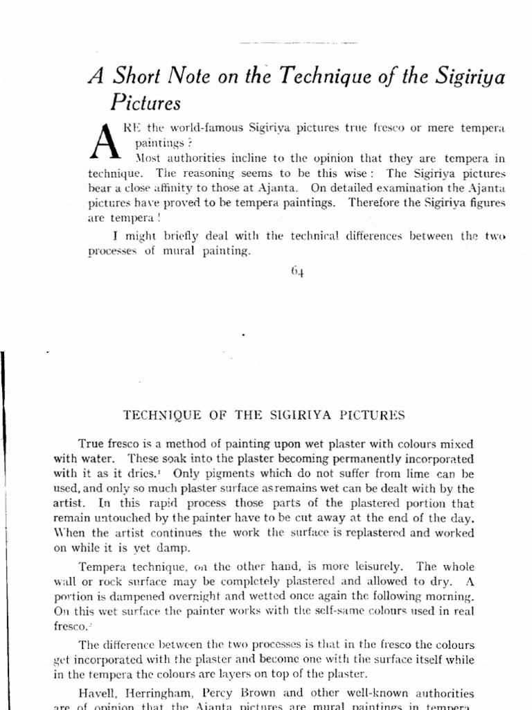 A Short Note On Technique of The Sigiriya Pictures | PDF | Paintings ...