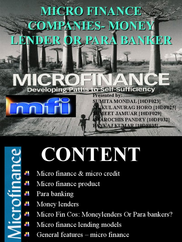 Micro Finance Companies-Money Lender or para Banker | PDF | Loans ...