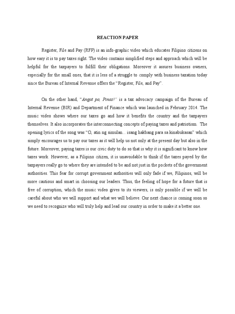 Reaction Paper | PDF
