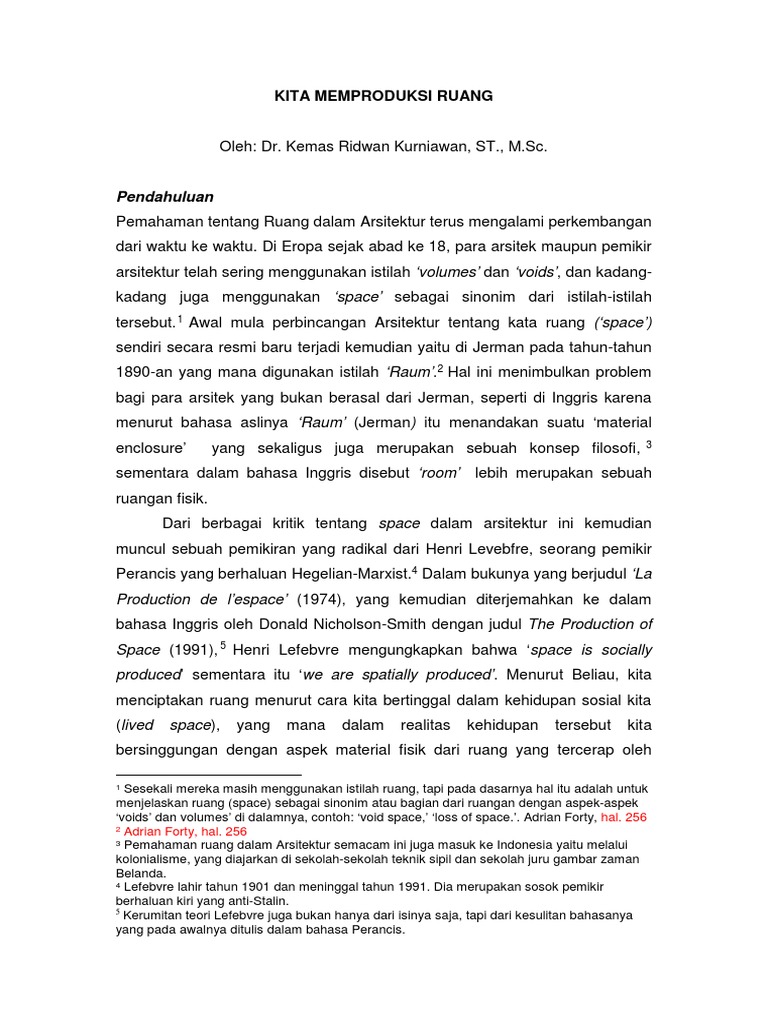 Kemas Ridwan Kurniawan - KITA MEMPRODUKSI RUANG | PDF