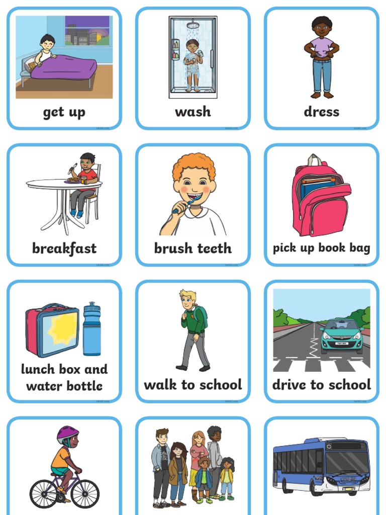 T C 122 Visual Timetable Getting Ready For School Boys Ver 4 | PDF
