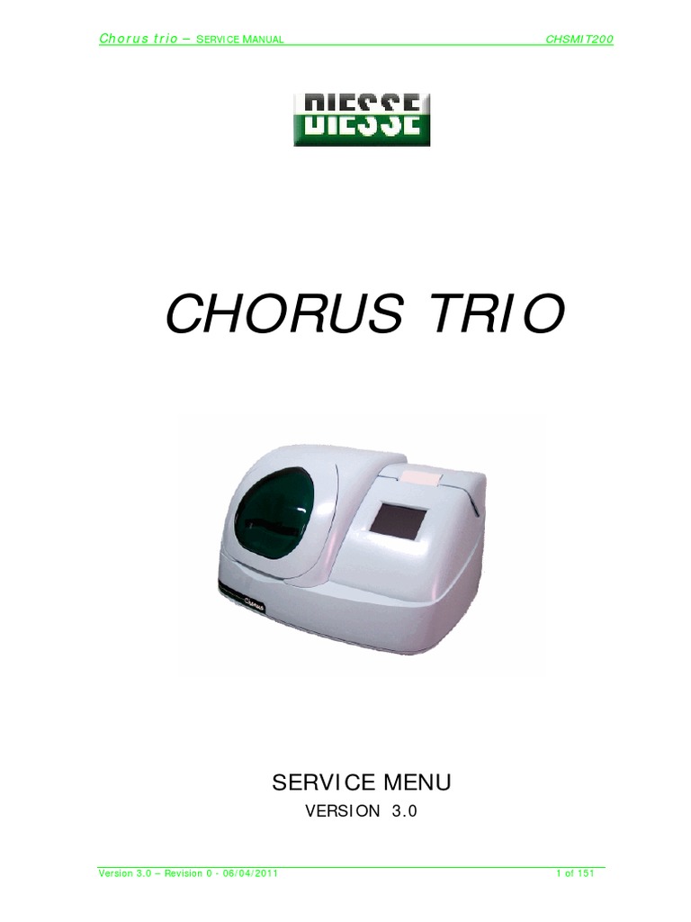 Chorus Trio: Service Menu | PDF | Belt (Mechanical) | Barcode