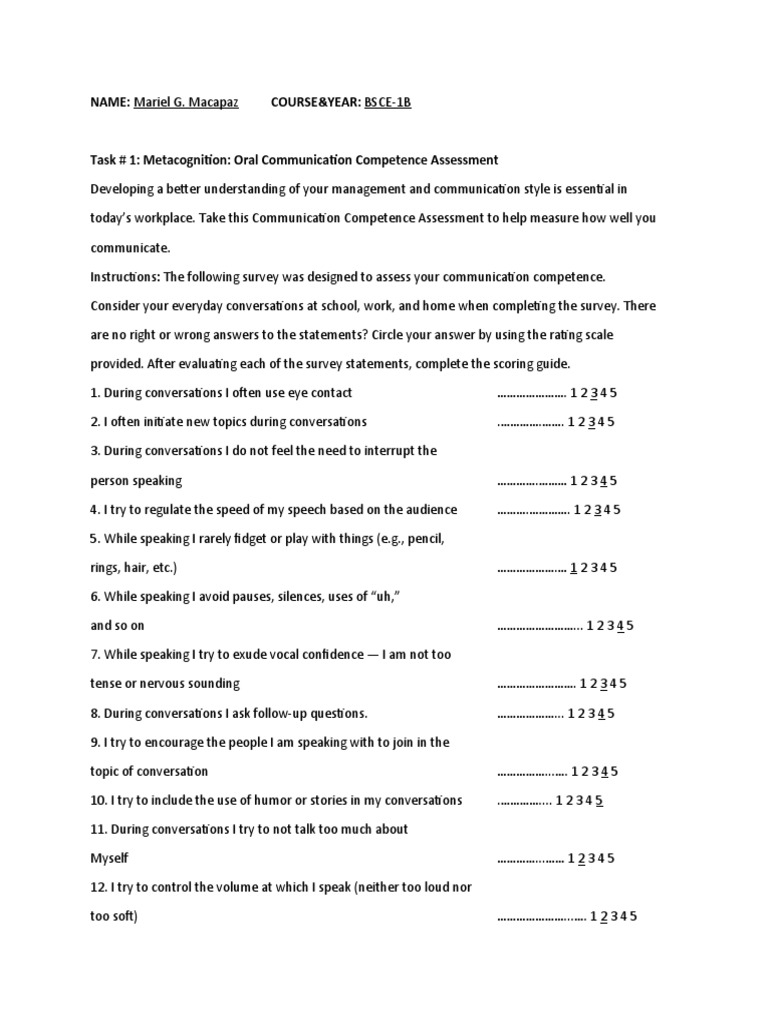 Activity 3 - Oral Communication Diagnostic | PDF | Communication ...