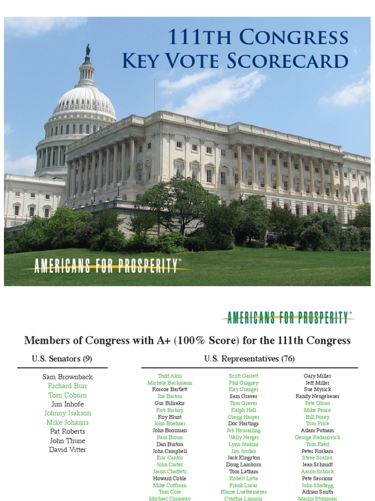 111th Congressional Scorecard | PDF