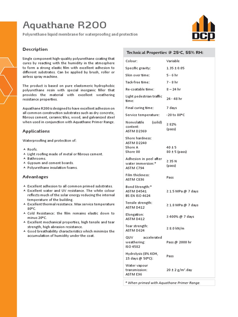 Aquathane R200 | PDF | Applied And Interdisciplinary Physics | Chemical Substances