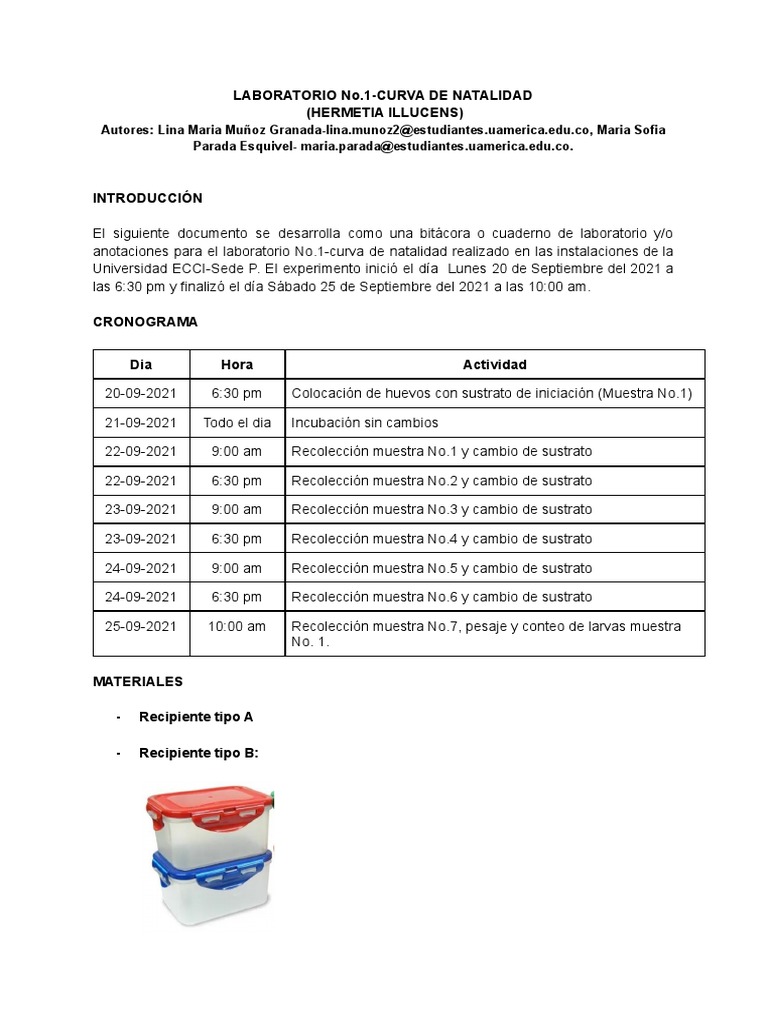 Bitacora Lab 1 | PDF | Unidad de cuidado intensivo neonatal | Huevo